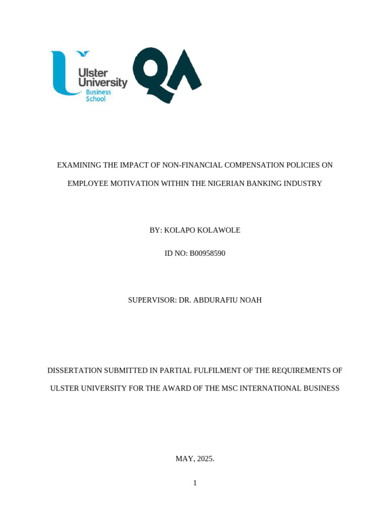 Kolapo Kolawole Full Project KK | PDF | Compensation And Benefits ...