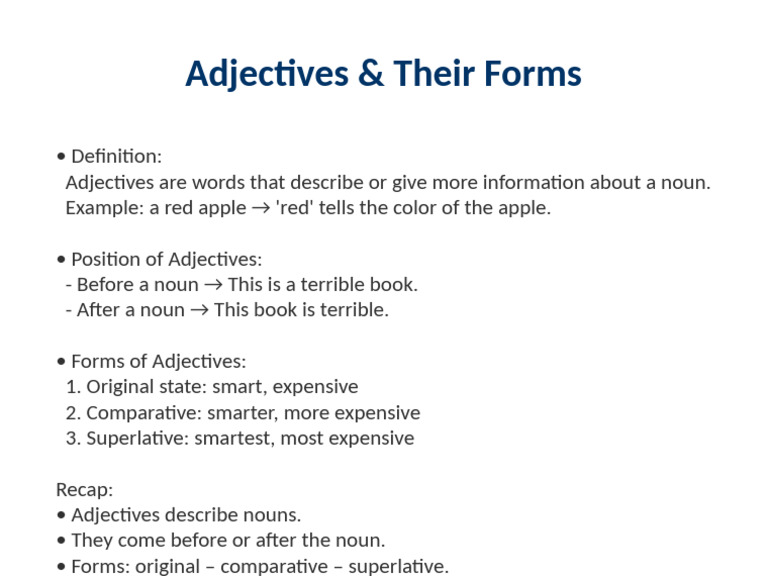 Adjectives Lesson 2 | PDF