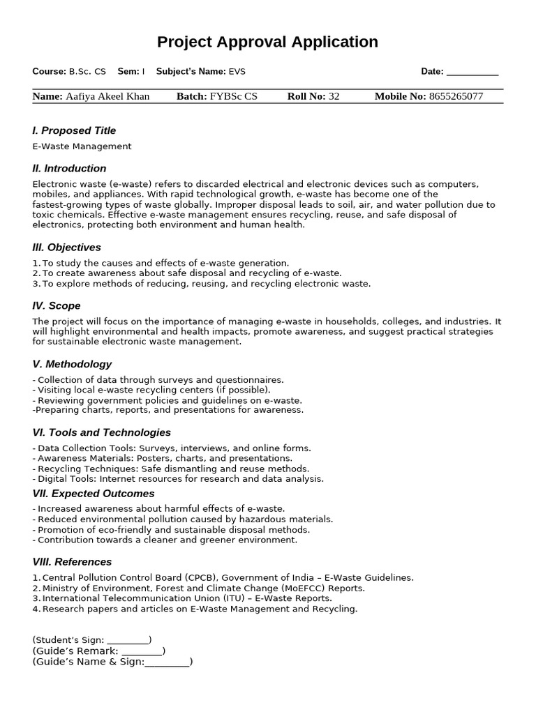 E-Waste Management Project Approval | PDF