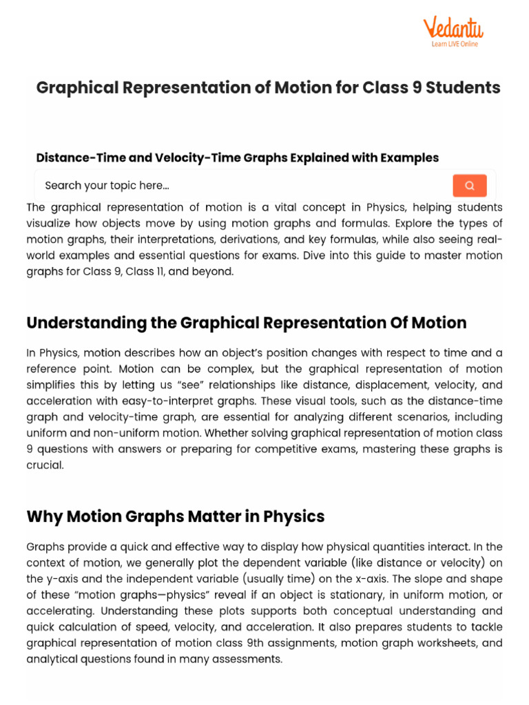 Graphical Representation of Motion For Class 9 Students | PDF