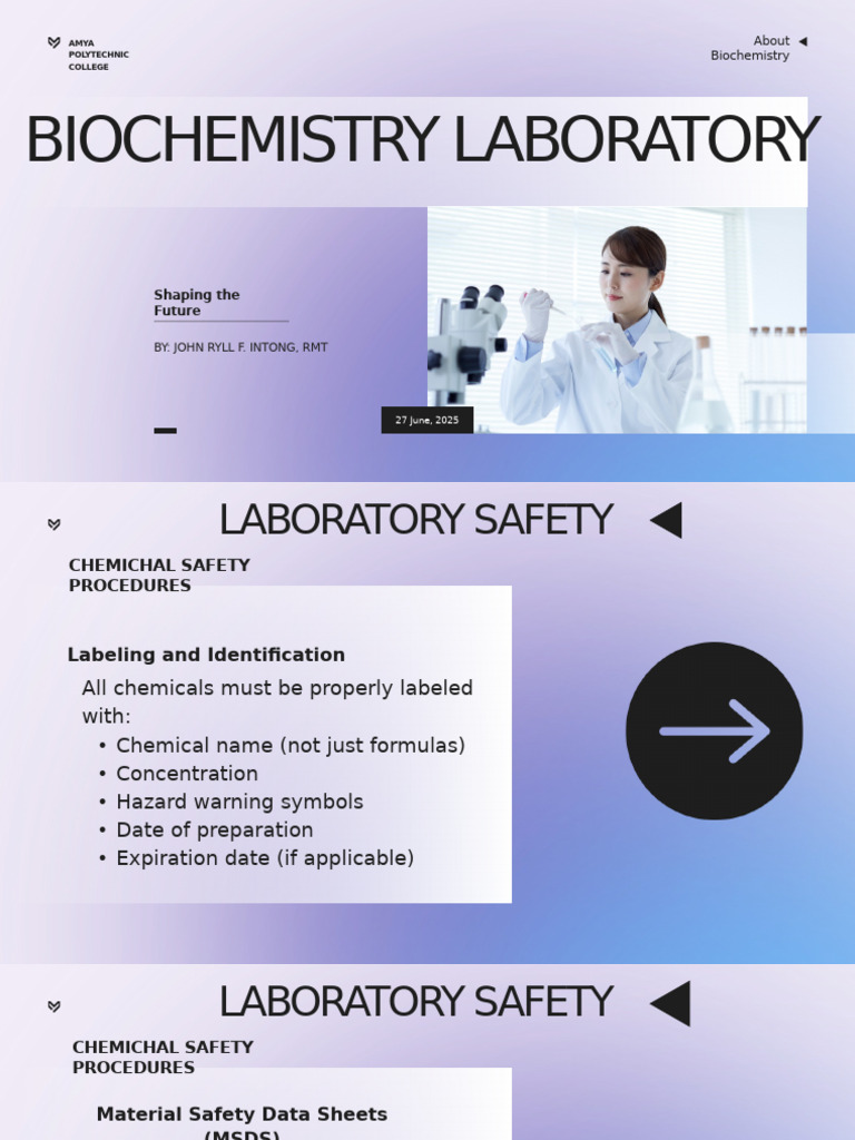 Biochemistry Lab Safety Guidelines | PDF | Safety | Occupational Safety ...