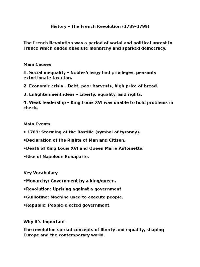 History - The French Revolution (1789-1799) | PDF