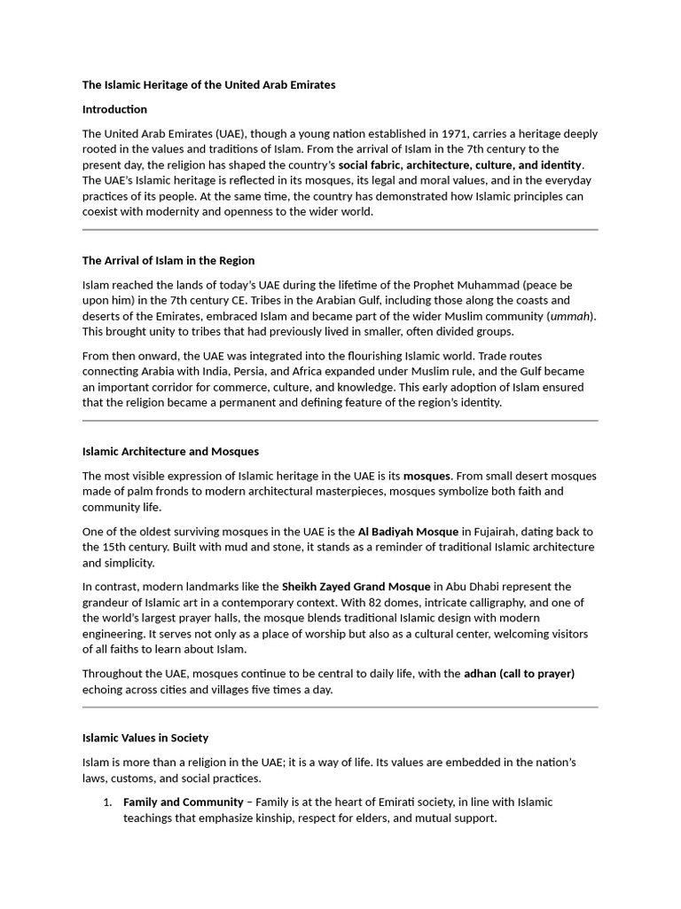 UAE's Islamic Heritage and Modernity | PDF | United Arab Emirates | Mosque