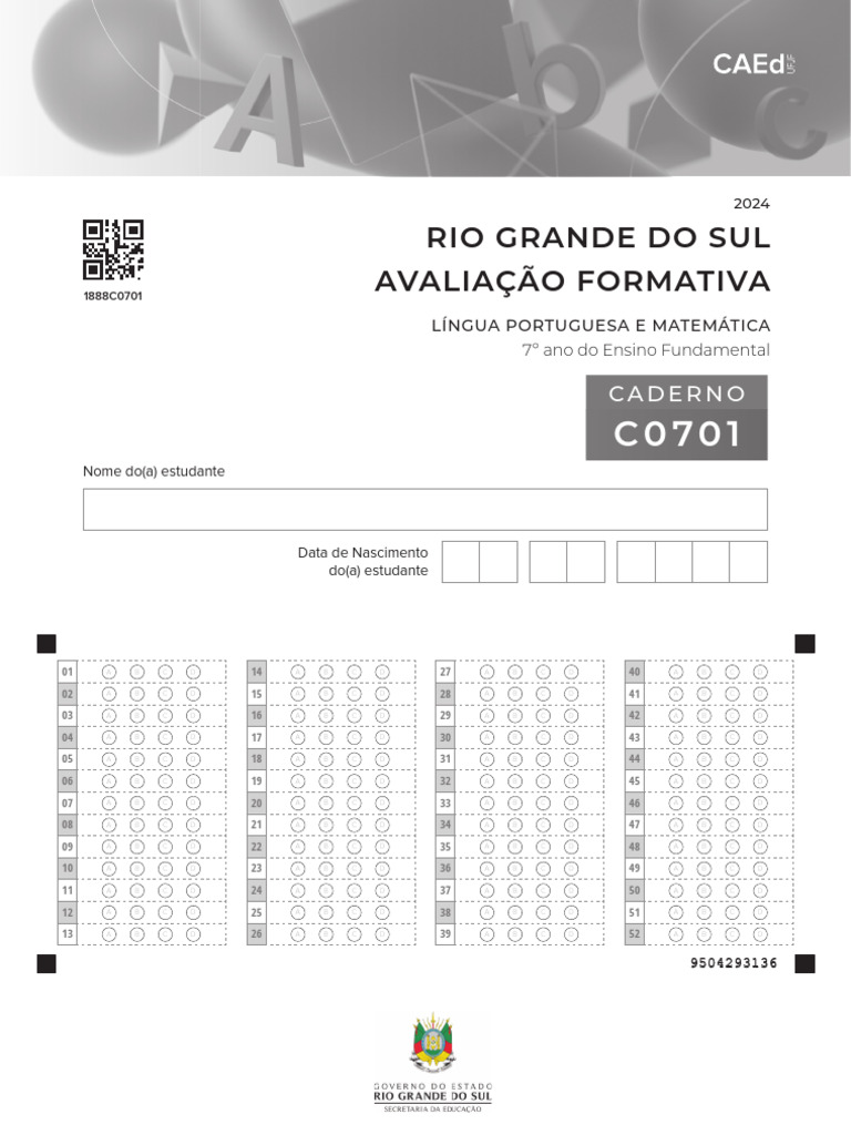 Prova Caed 7º ano | PDF | Pães