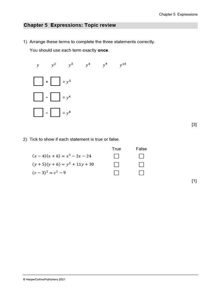 Chapter 5 (Expressions) - NEXTGEN | PDF | Mathematics