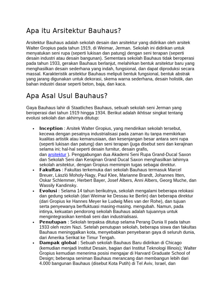 Apa Itu Arsitektur Bauhaus | PDF