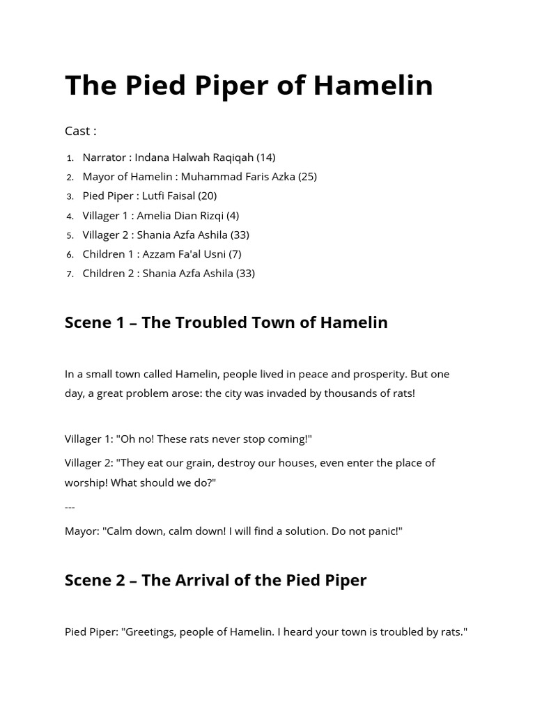 The Pied Piper of Hamelin: A Cautionary Tale | PDF