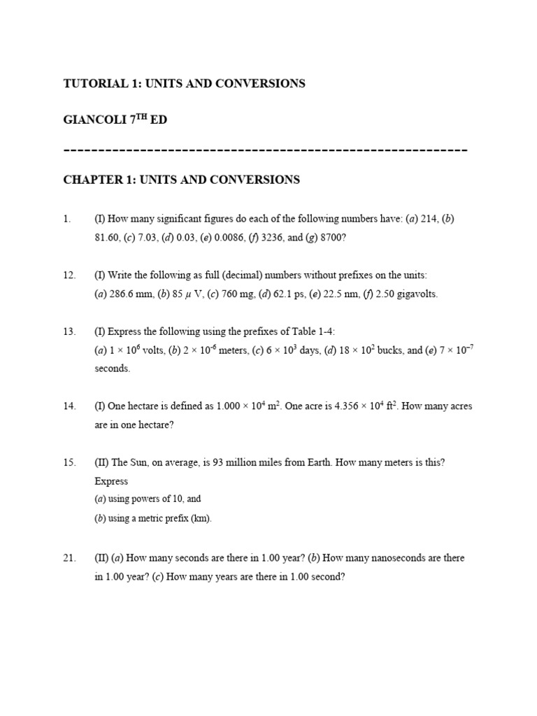 Tutorial 1 - Units and Vectors - 2021 | PDF | Euclidean Vector | Angle