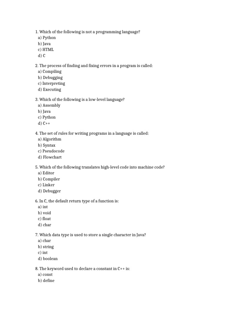 Computer Programming Exam Questions | PDF | Pointer (Computer ...