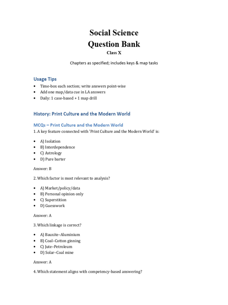Class X Social Science Question Bank | PDF | Pollution | Policy
