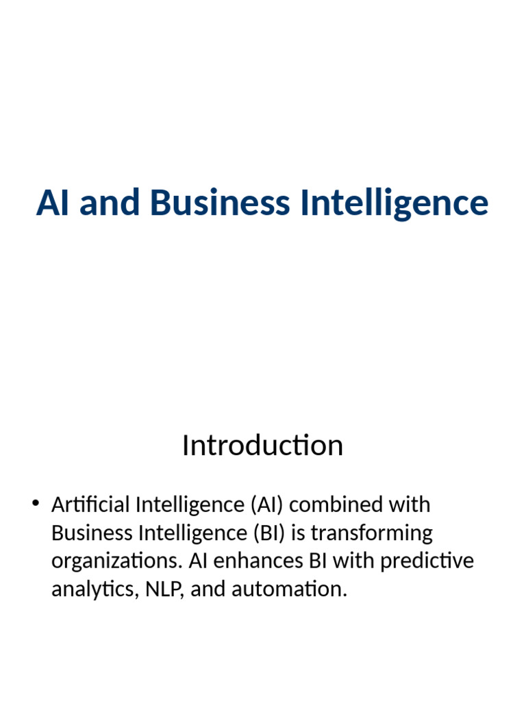 AI and Business Intelligence 15 Slides Final | PDF