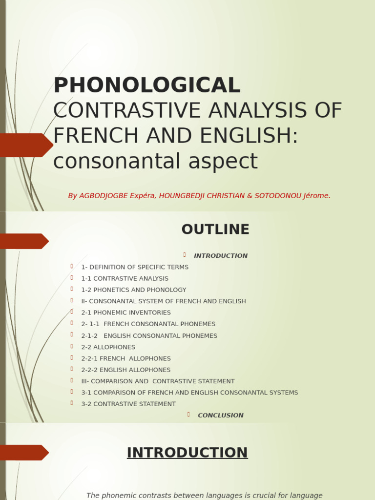 Phonological Contrastive Analysis of French and English | PDF ...