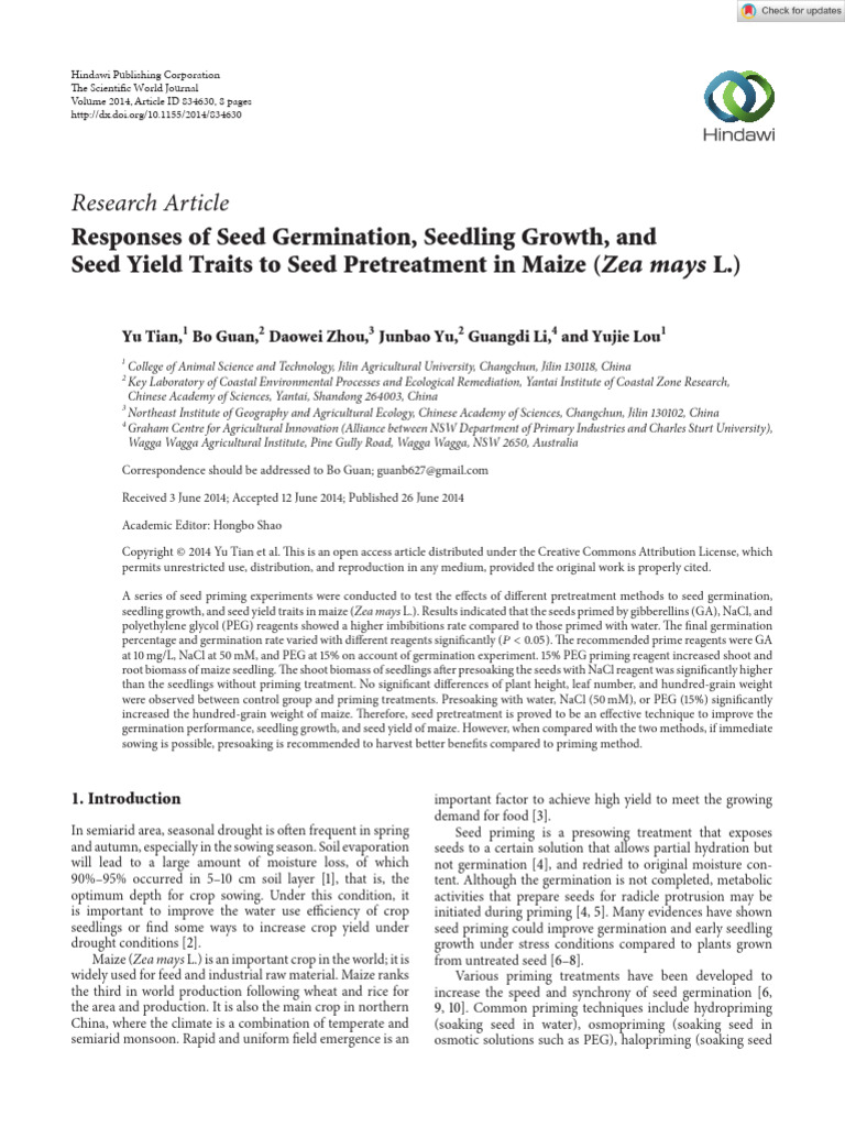 The Scientific World Journal - 2014 - Tian - Responses of Seed ...