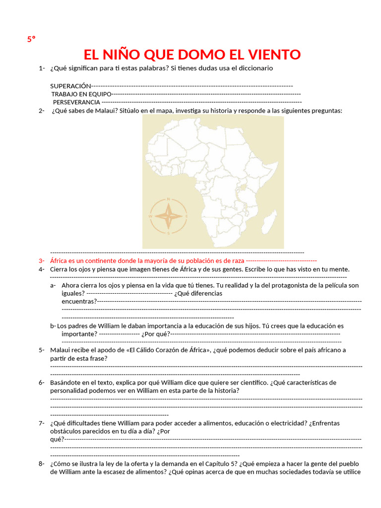 Obstáculos en "El niño que domó el viento" | PDF
