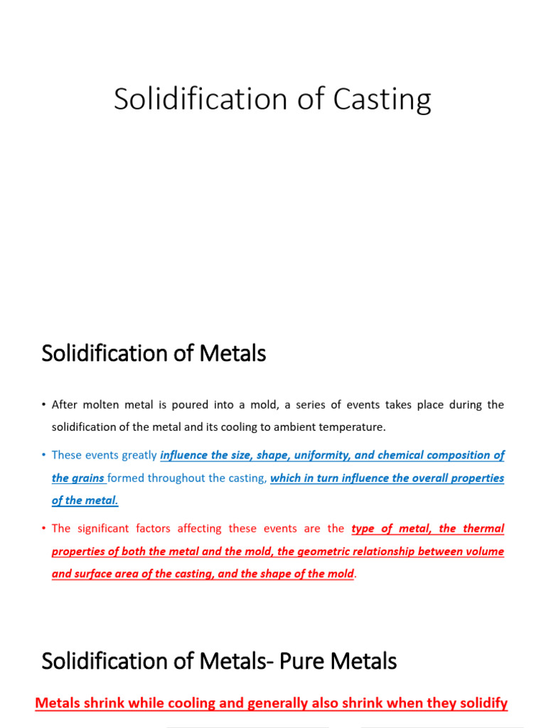 Solidification of Casting | PDF | Freezing | Physical Sciences