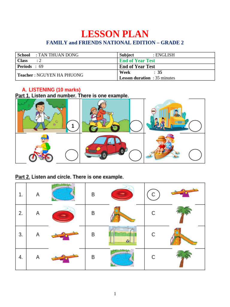 W35 - Grade 2 - End of Year Test | PDF