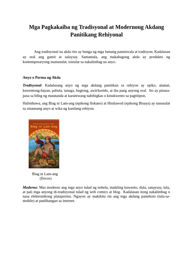 Panitikang Rehiyon Written Report 1 | PDF