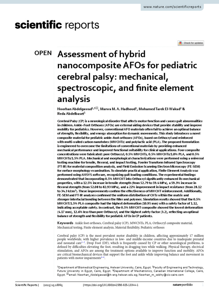Hybrid Nanocomposite AFOs for CP Kids | PDF | Strength Of Materials ...