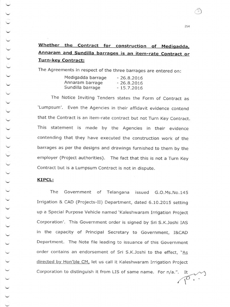 Kaleshwaram Commission Report Vol-2 (PG 254 To 460) | PDF