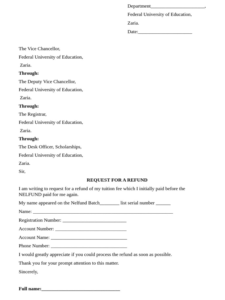 Sample of REFUND Letter 23-2-25 | PDF