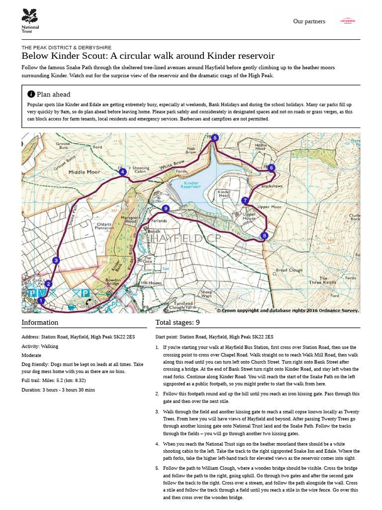 Kinder Reservoir Circular Walk Guide | PDF