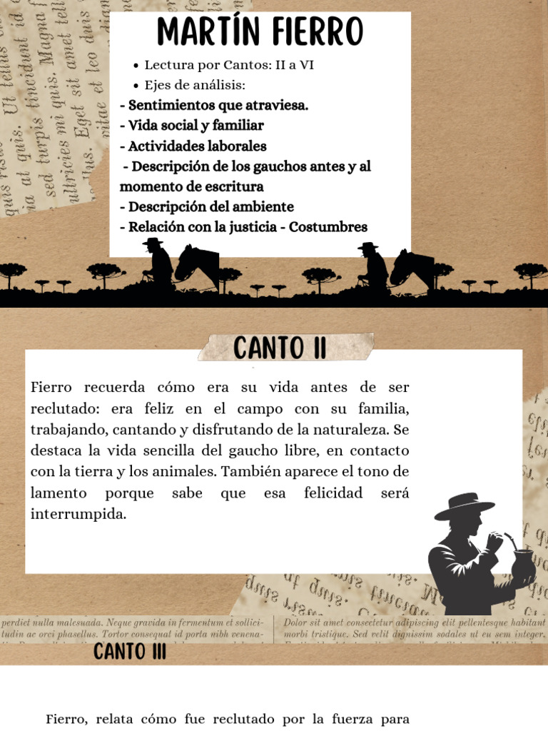 Análisis de los Cantos II a VI del Martín Fierro | PDF