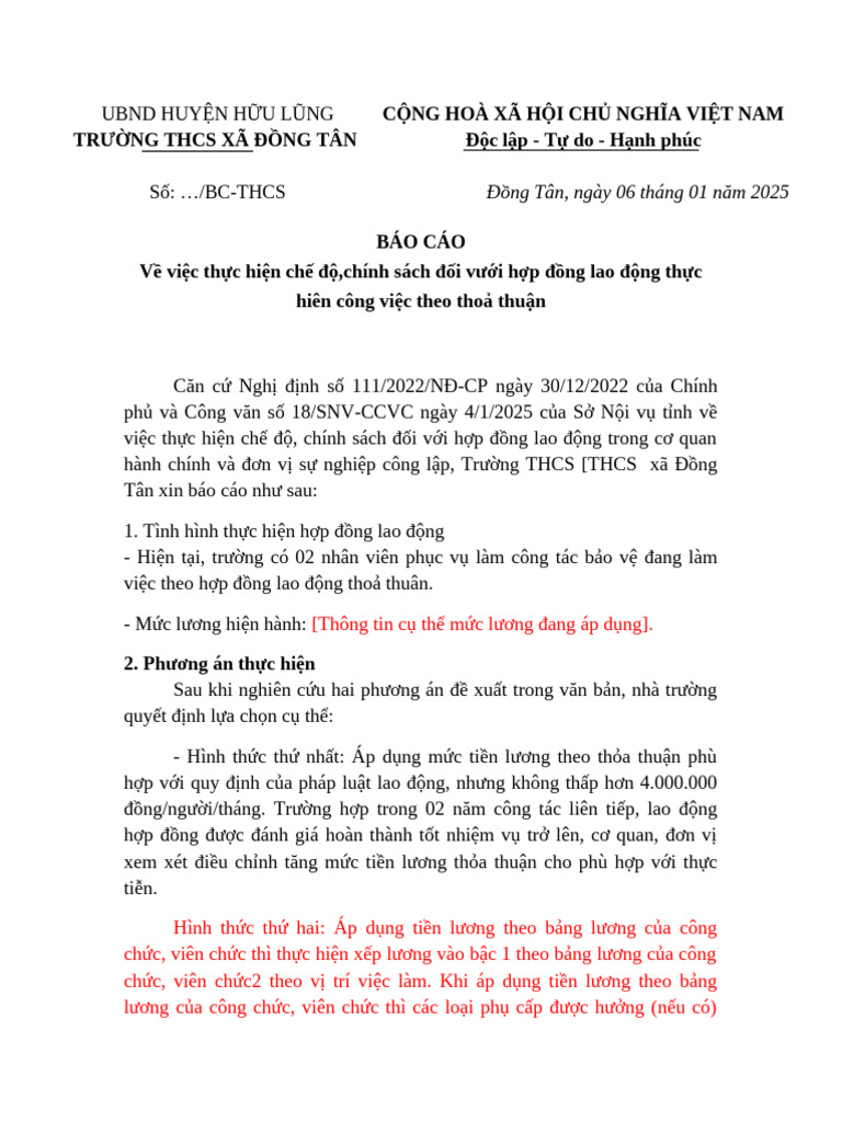 Bao Cao Hop Dong Lao Dong | PDF