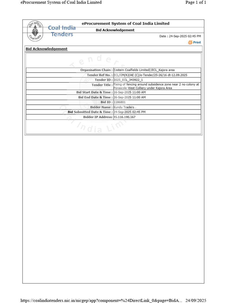 Acknowledgement Bid | PDF