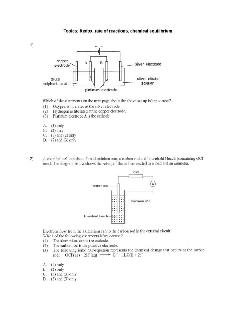 Redox, Rates and Equilibrium 1 | PDF