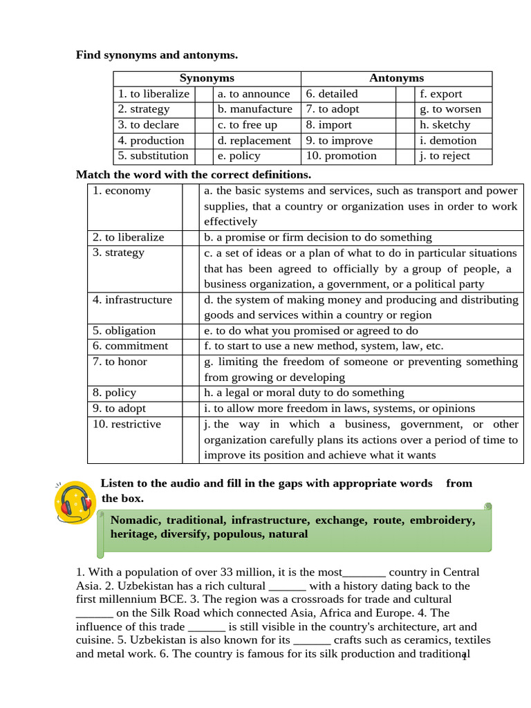 Find Synonyms and Antonyms | PDF | Economies