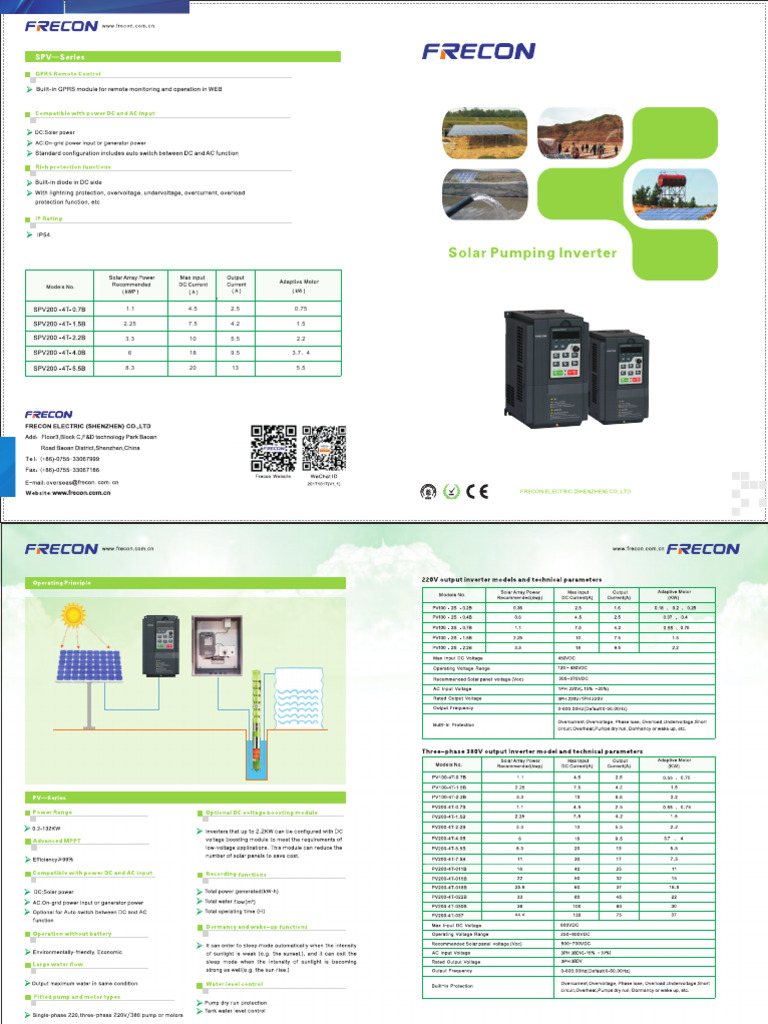 PV100PV200 Solar Pumping Inverter Datasheet | PDF