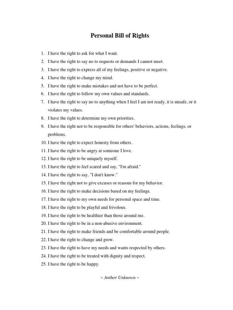 Personal Bill of Rights Overview | PDF