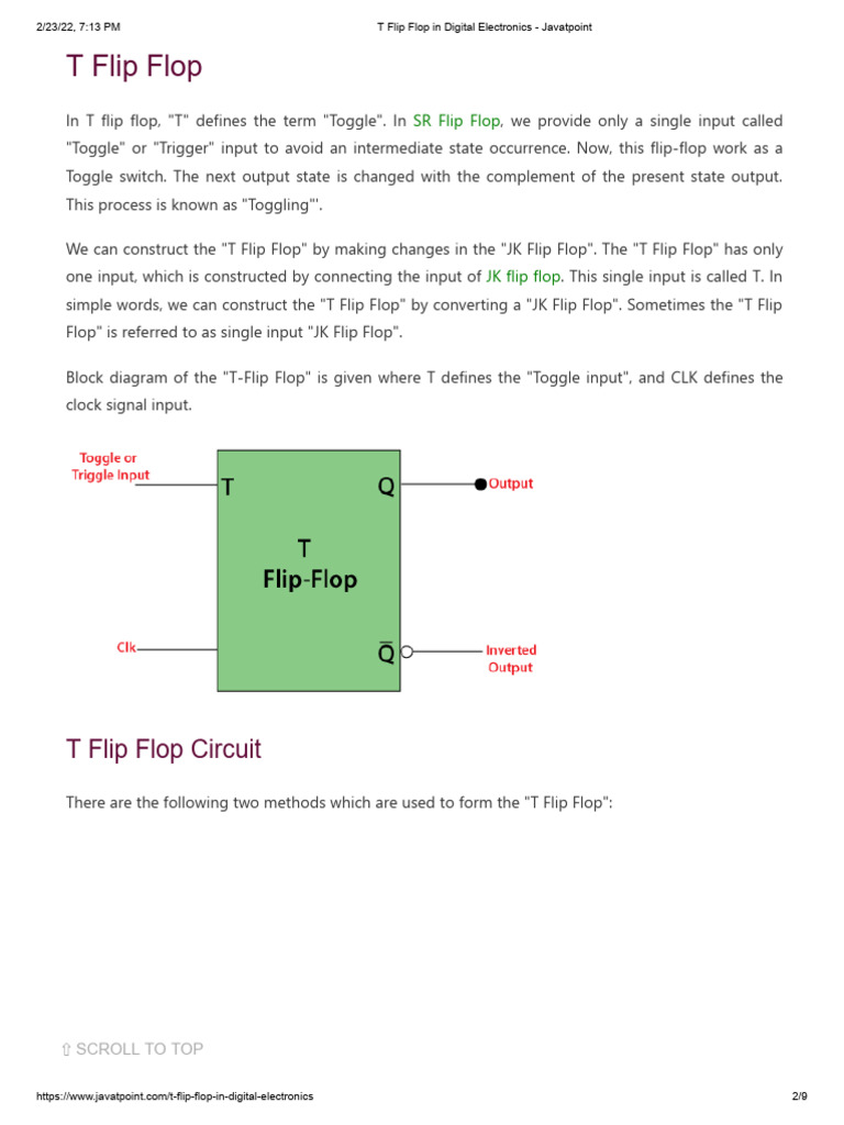 T Flip Flop Overview and Diagrams | PDF | Digital Technology | Electricity