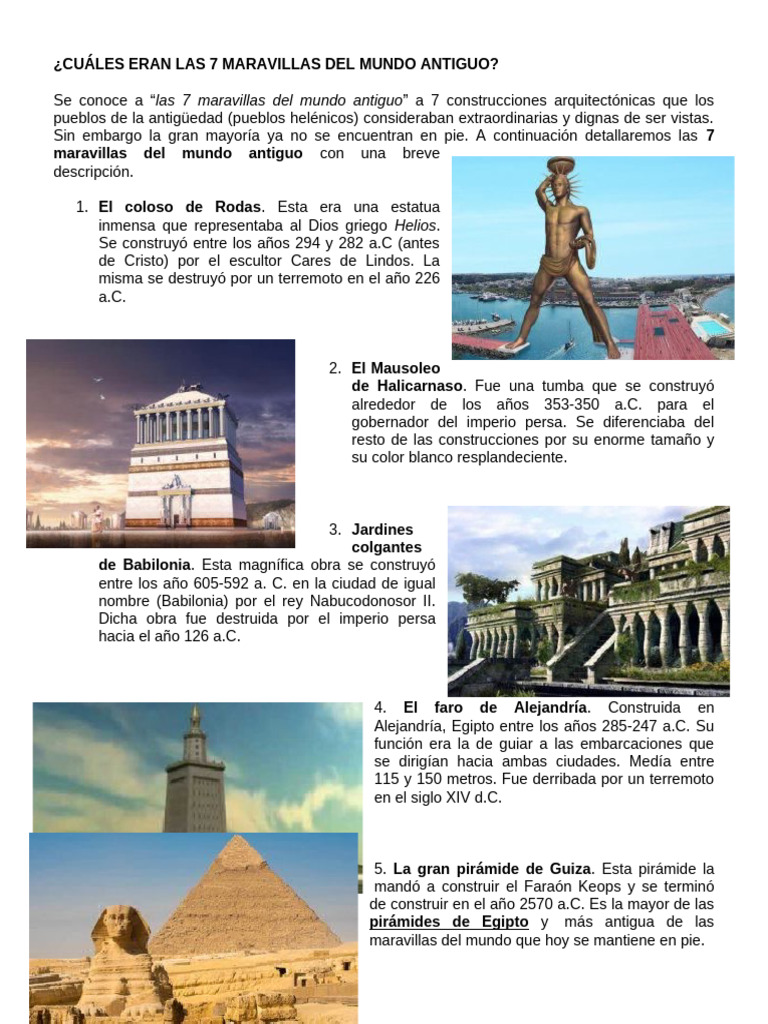 7 Maravillas del Mundo Antiguo y Moderno | PDF | Antiguedad clasica