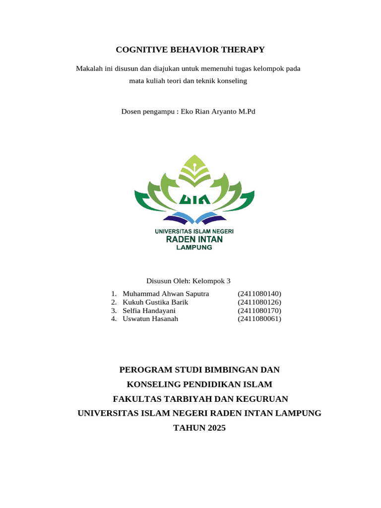 Makalah Teori Dan Teknik Konseling (CBT) Kel.3 Part 2 | PDF