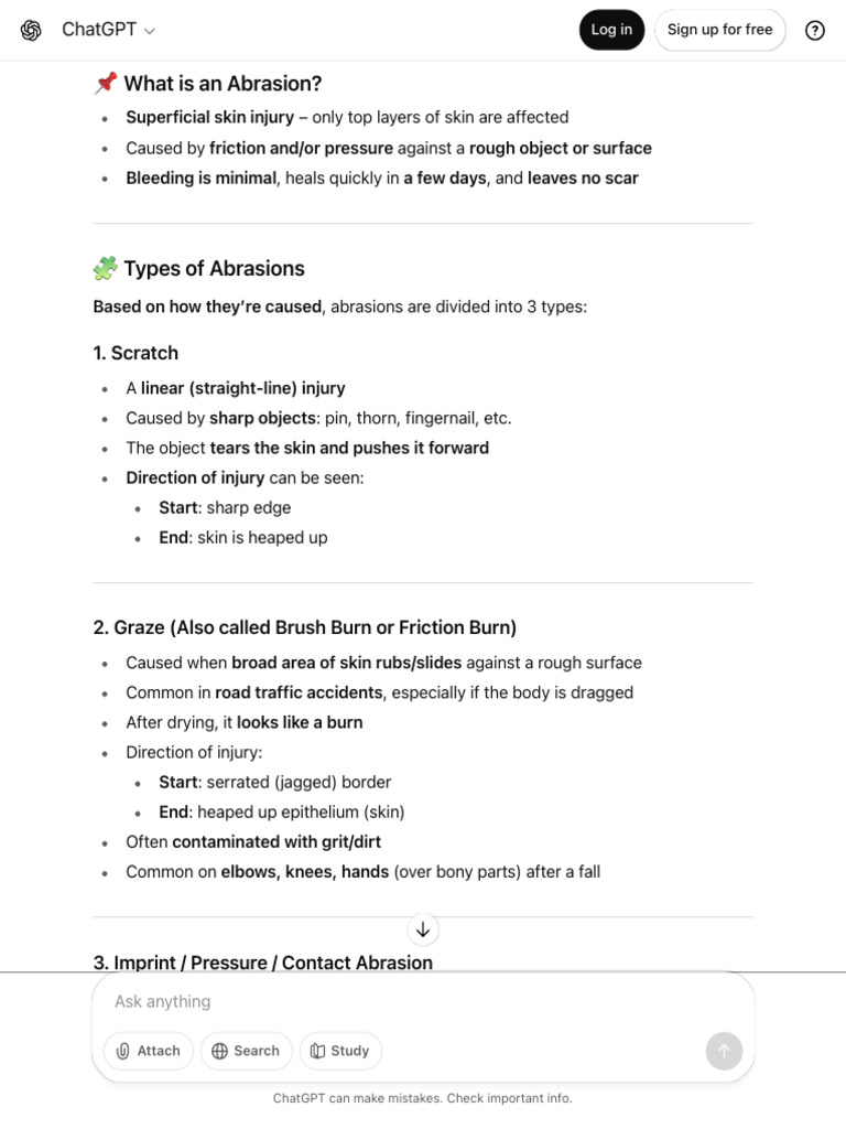 Types of Skin Abrasions Explained | PDF