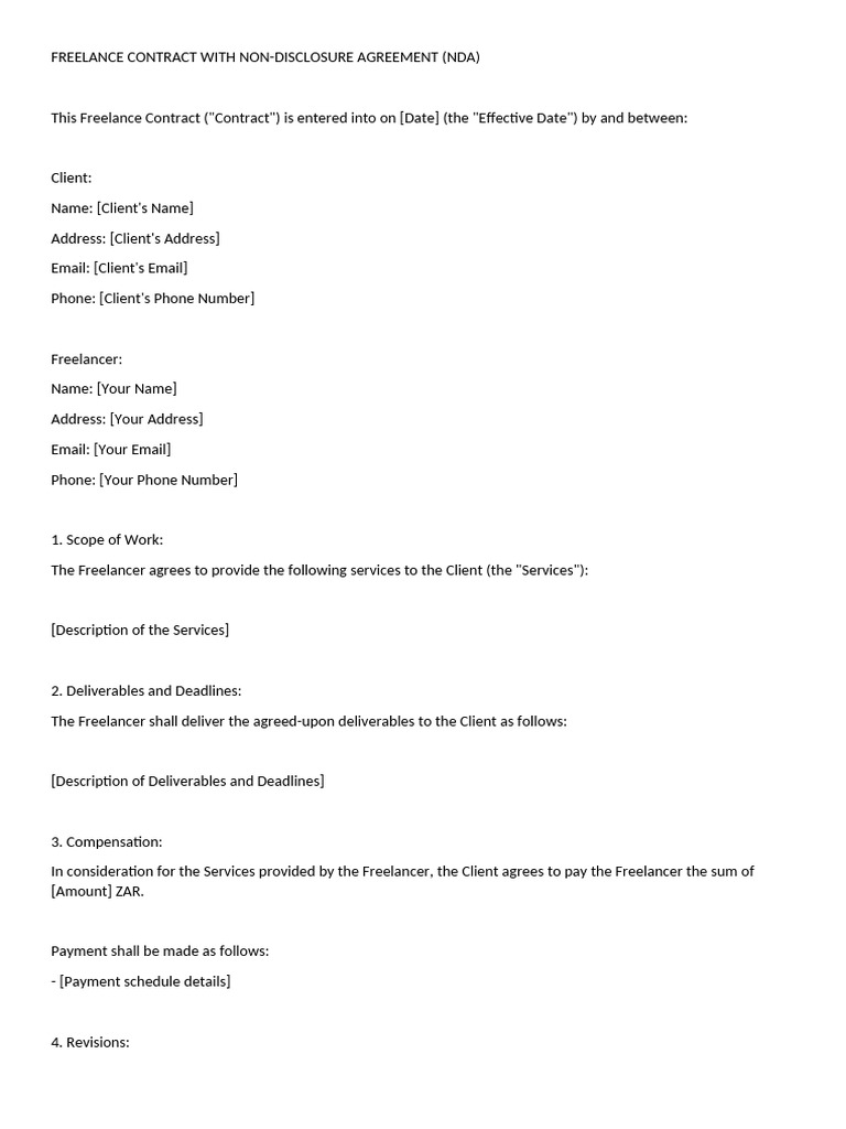 Freelance Contract with NDA | PDF | Non Disclosure Agreement | Freelancer
