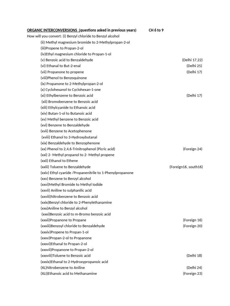 Interconversions Asked in Previous Years | PDF | Redox | Chemical Reactions