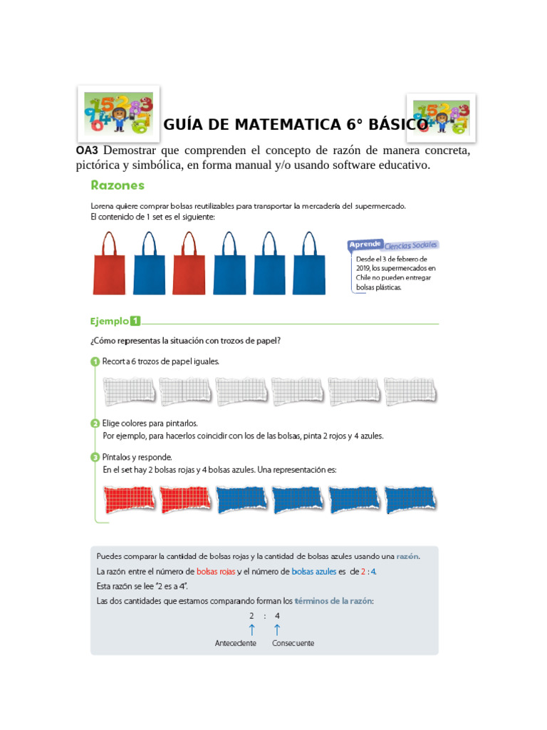 Razones en Matemáticas 6° Básico | PDF
