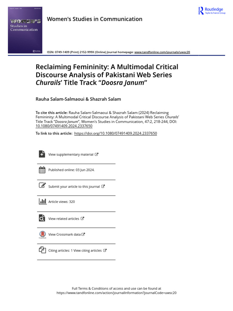 Reclaiming Femininity A Multimodal Critical Discourse Analysis of Pakistani Web Series Churails ...