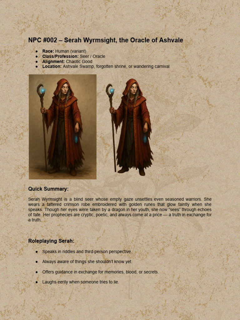 Demo NPC Codex Vol. 1 | PDF