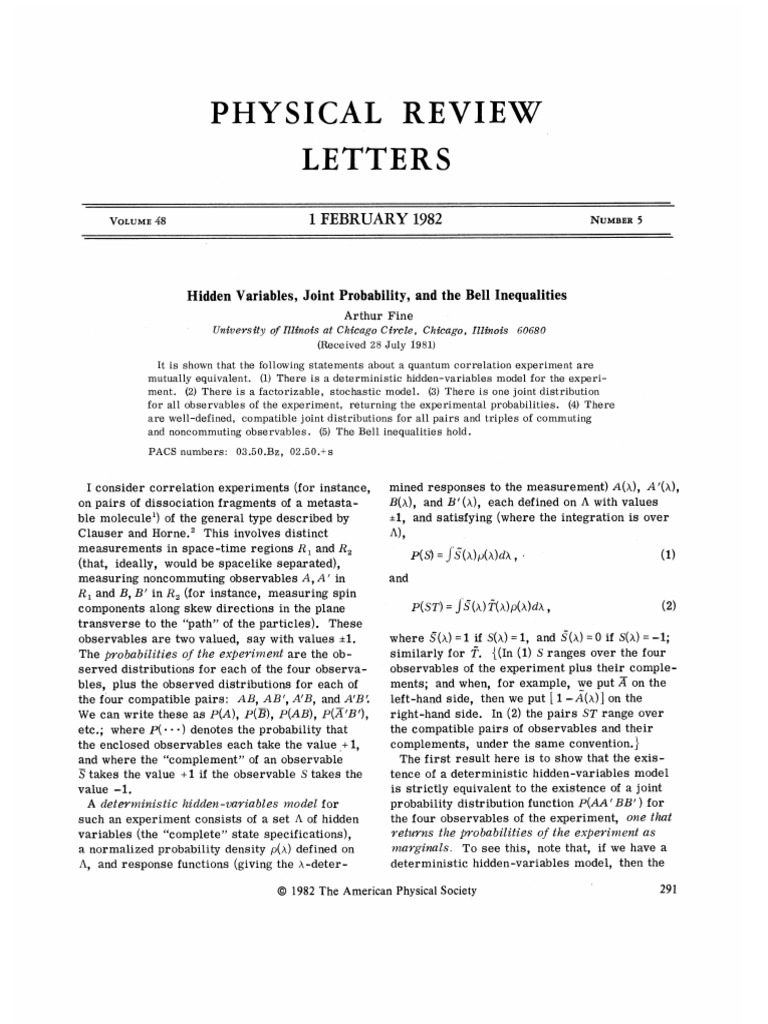 Bell Inequalities and Hidden Variables | PDF | Quantum Mechanics ...