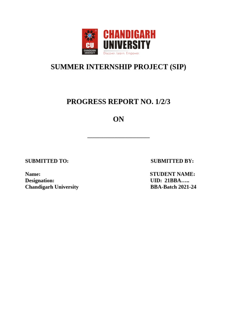 Cover Pages of Progress Report | PDF