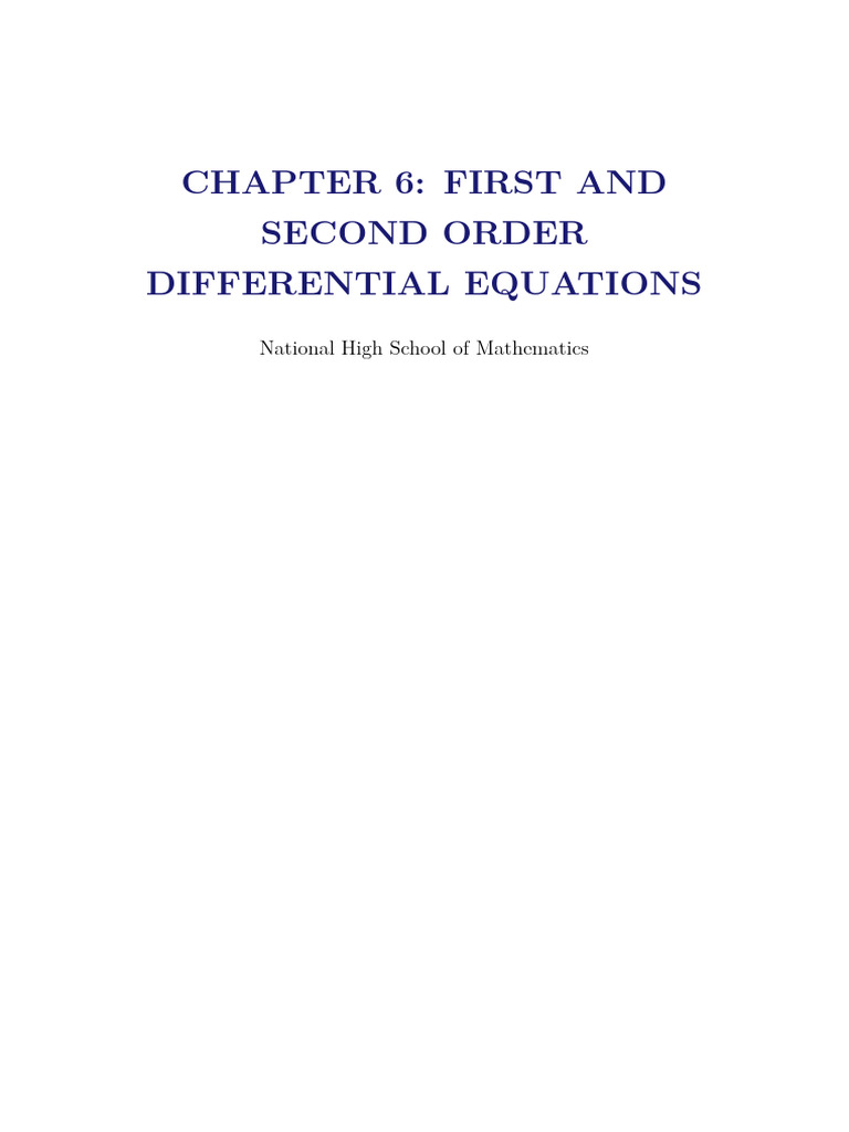 Chapter 6 FIRST AND SECOND ORDER DIFFERENTIAL EQUATIONS | PDF | Ordinary Differential Equation ...