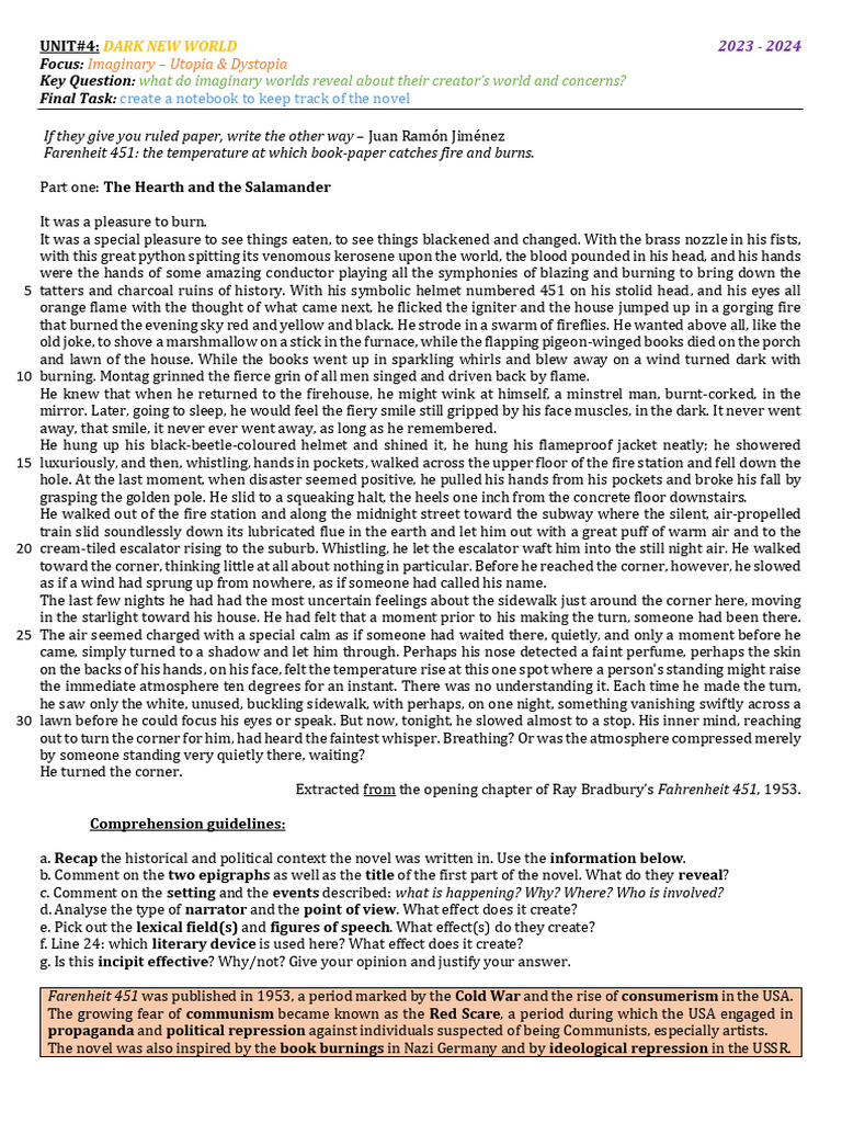 Analyzing Fahrenheit 451's Incipit | PDF