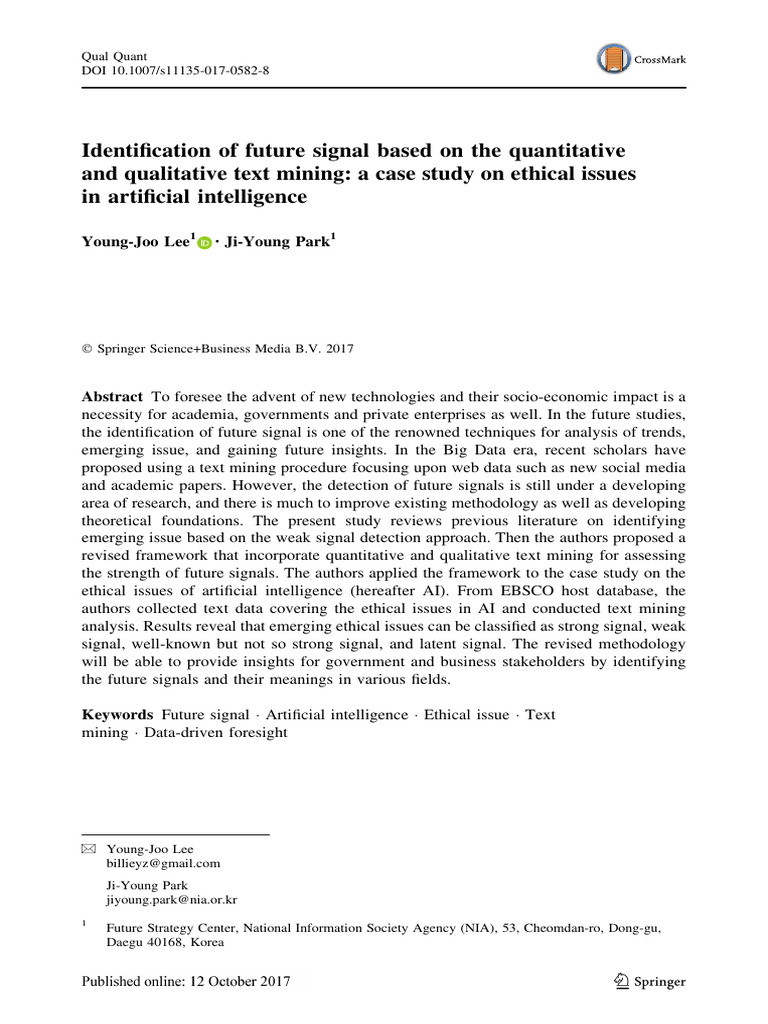 Identification of Future Signal Based On The Quantitative and ...
