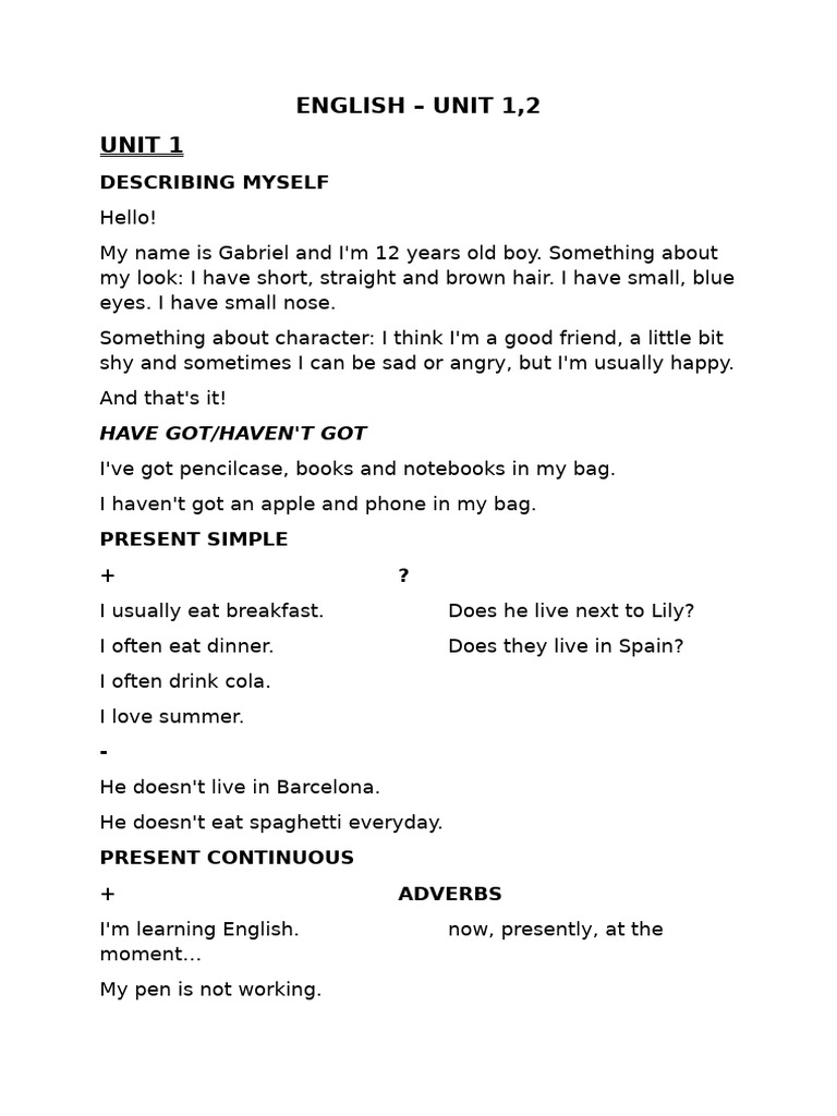 English Unit 1,2 | PDF