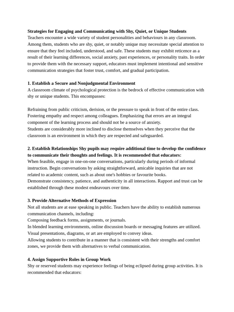 Strategies For Engaging and Communicating With Shy, Quiet, or Unique ...