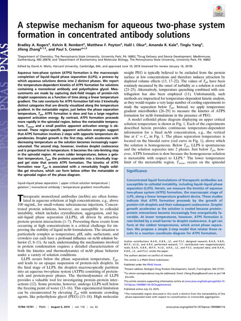 Rogers Et Al 2019 A Stepwise Mechanism For Aqueous Two Phase System ...