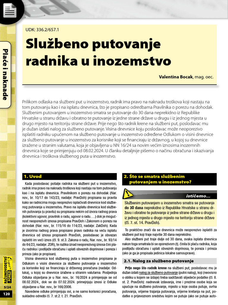 14 Place - Sluzbena Putovanja Inozemstvo | PDF